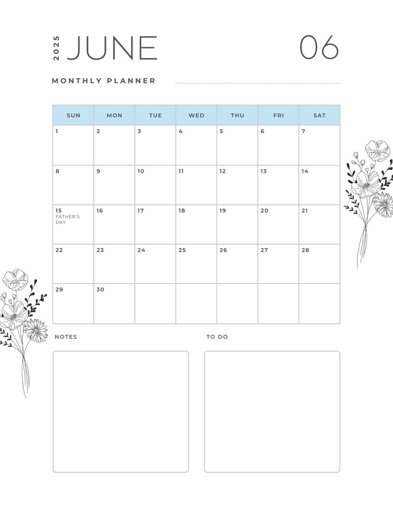 2025 June Digital Calendar With Holidays / June Calendar Print Out ...