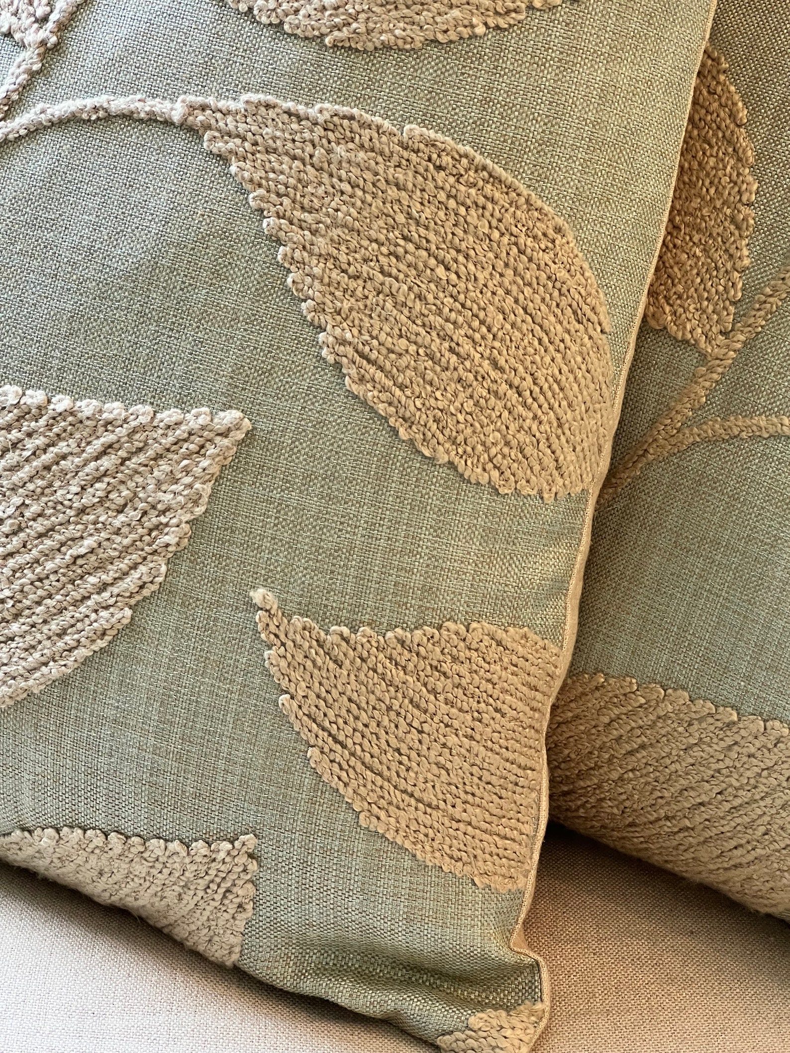 Designer Pillow Cover 3 Sizes Textural Embroidery Botanical Spa Blue ...