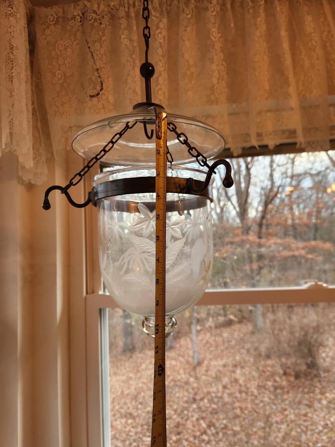 Etched Glass Bell Jar Glass Lantern Pendant Hanging Light - Etsy