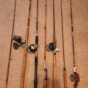 Vintage Fishing Rods and Reels With Stand. - Etsy