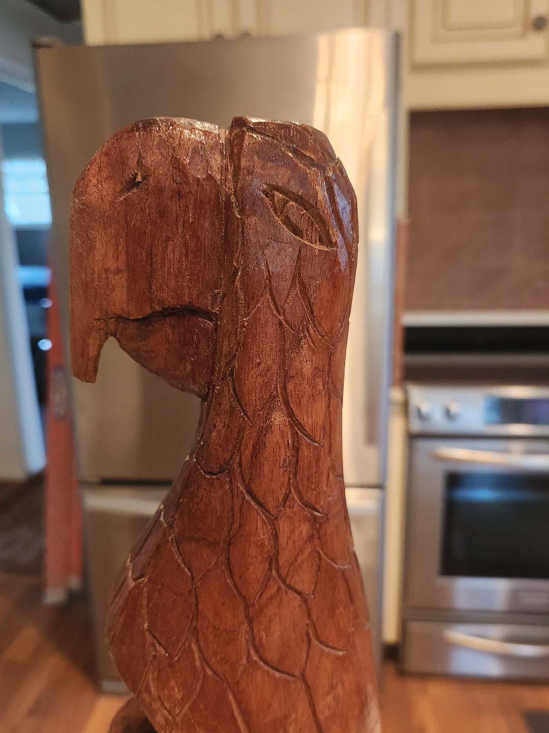 Hand Carved Wooden Parrot. - Etsy