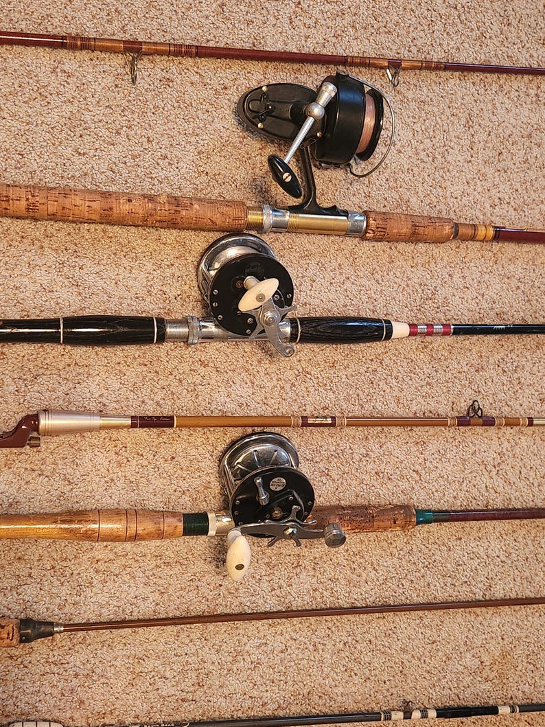 Vintage Fishing Rods and Reels With Stand. - Etsy
