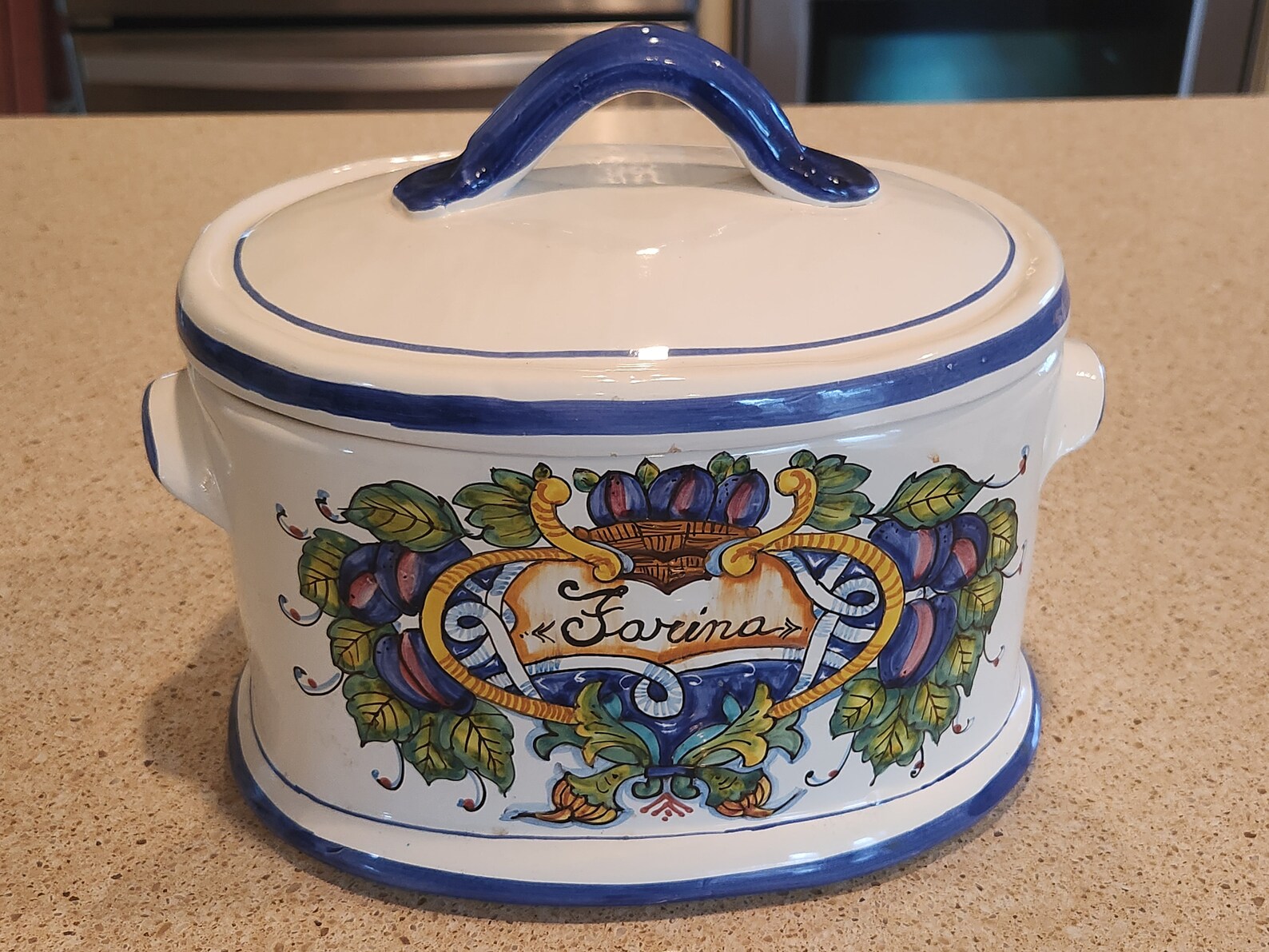Vintage Flour Jar Ceramic Flour Canister Majolica - Etsy