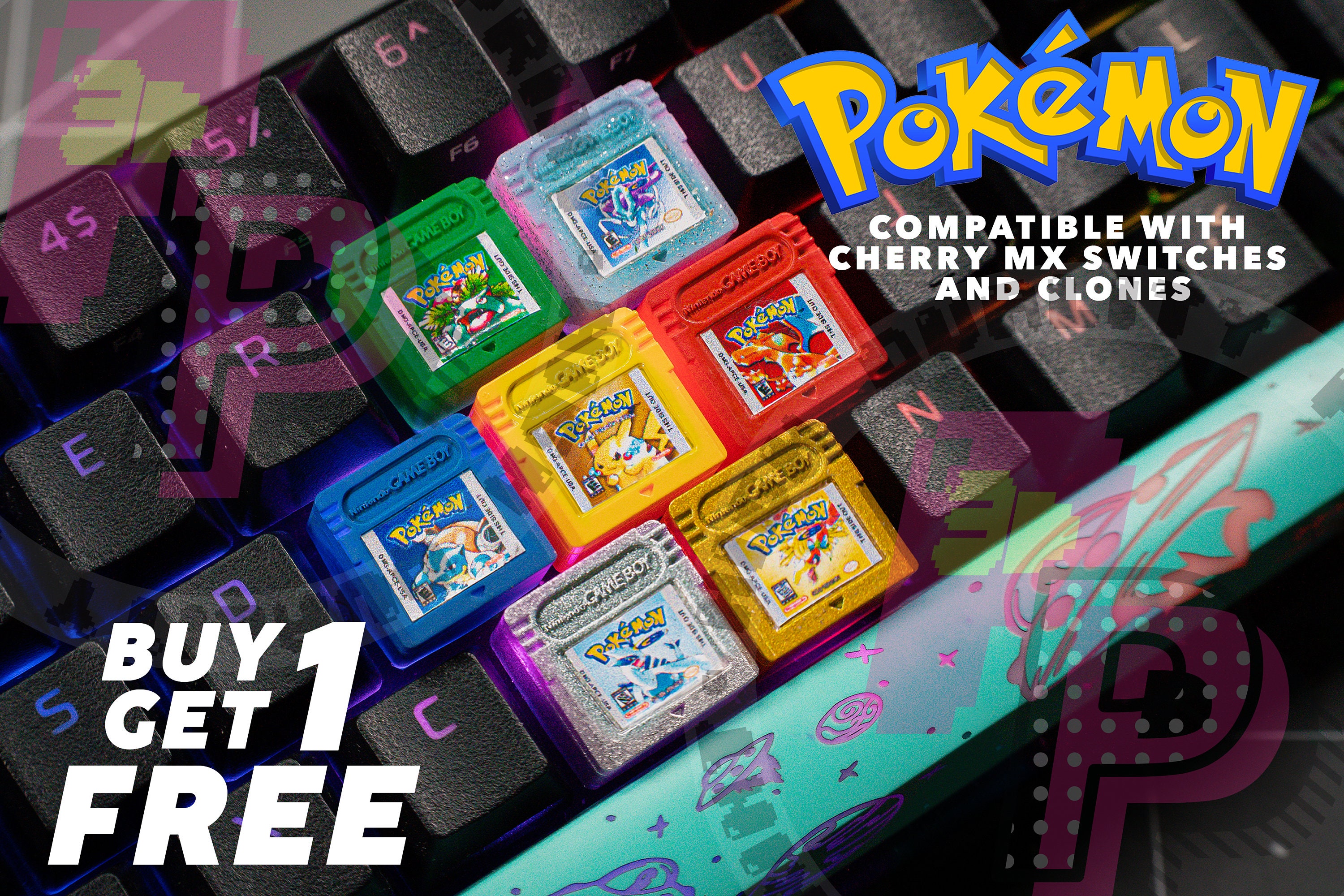 Pokemon Themed Gameboy Keycap, Custom Gameboy Cartridge Keycaps ...