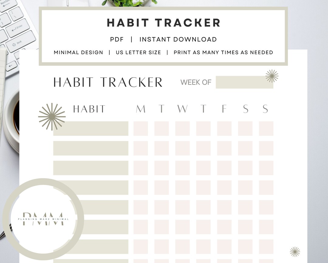 Habit Tracker, Printable, Tracker, New Year Resolutions, Printable ...