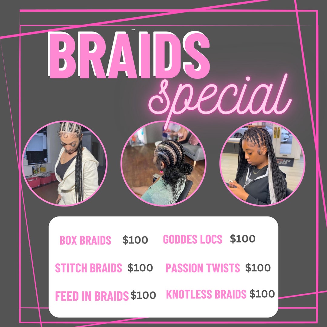 Braids Flyer, Hair Flyer, Braids Sell Flyer, Braiding Special - Etsy