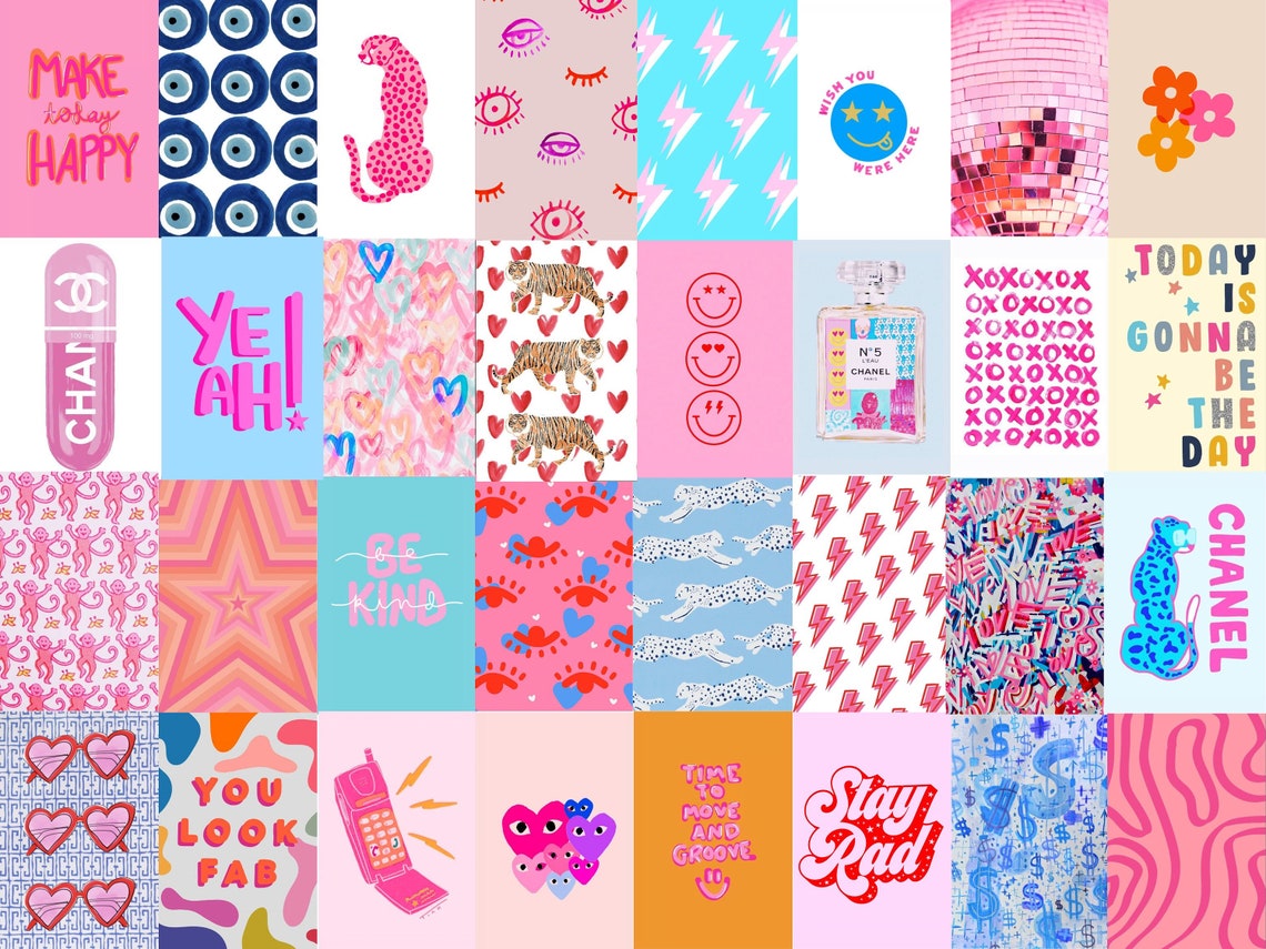 Preppy Aesthetic Photo Wall Collage | Digital Download | 60 Photos - Etsy