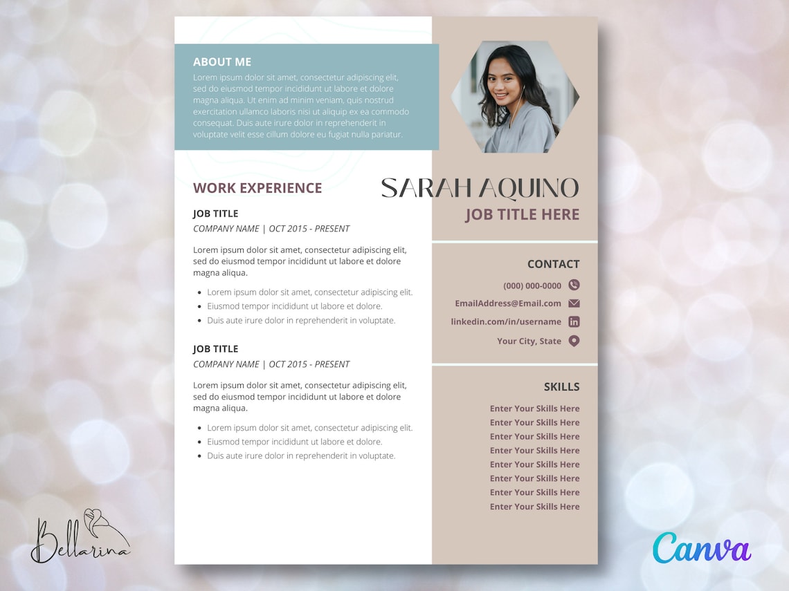 Resume & Cover Letter Template Canva Modern Resume Iris - Etsy
