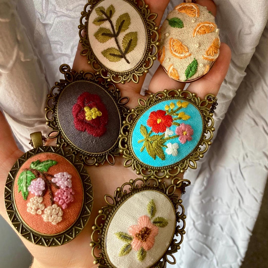 Hand-embroidered Pendant Necklaces - Etsy