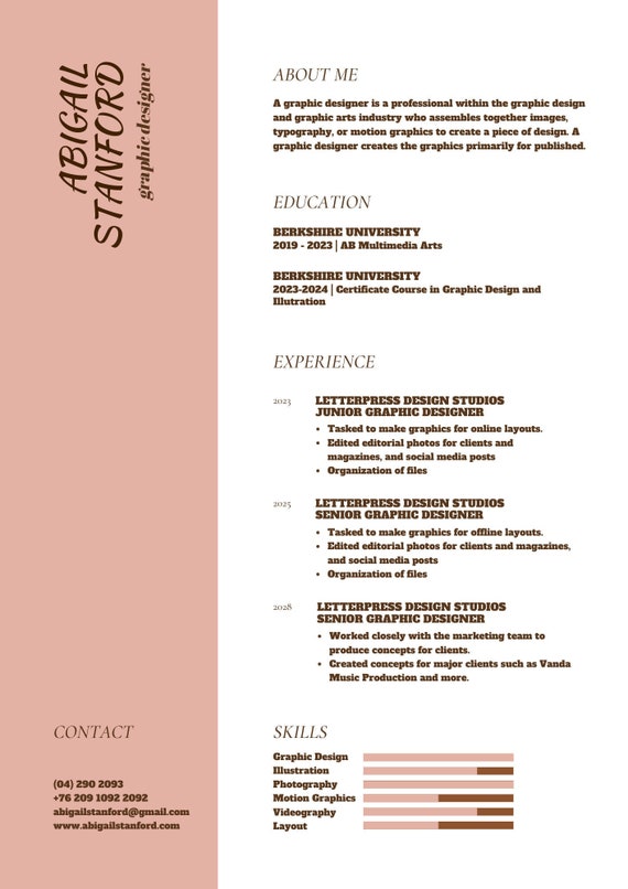 Cv Template - Etsy