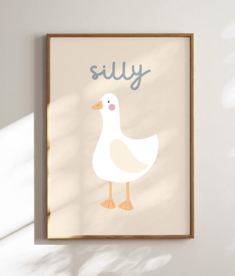 Silly Goose Print | Funny Wall Art | Pastel Wall Art | Kids Bedroom ...