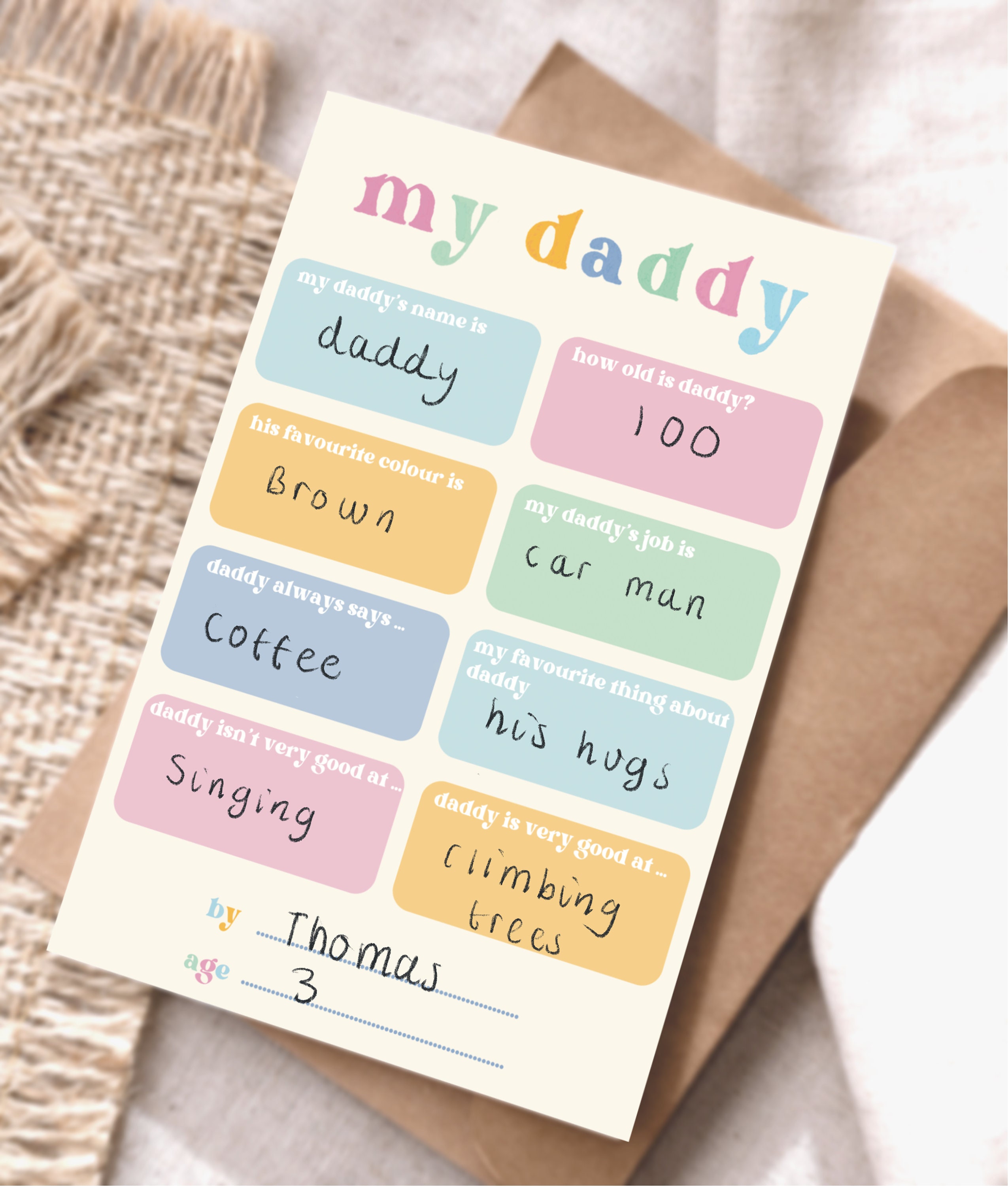 Father’s Day Card From Toddler for Dad | Birthday Card for Daddy ...