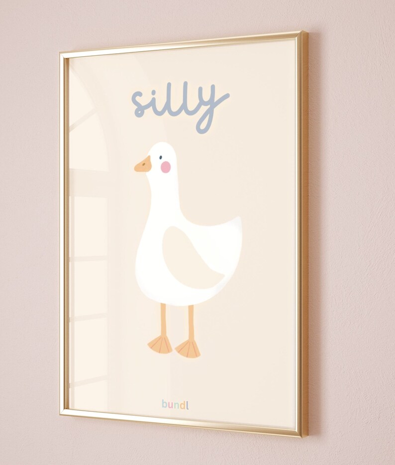 Silly Goose Print Funny Wall Art Pastel Wall Art Kids Bedroom Print ...