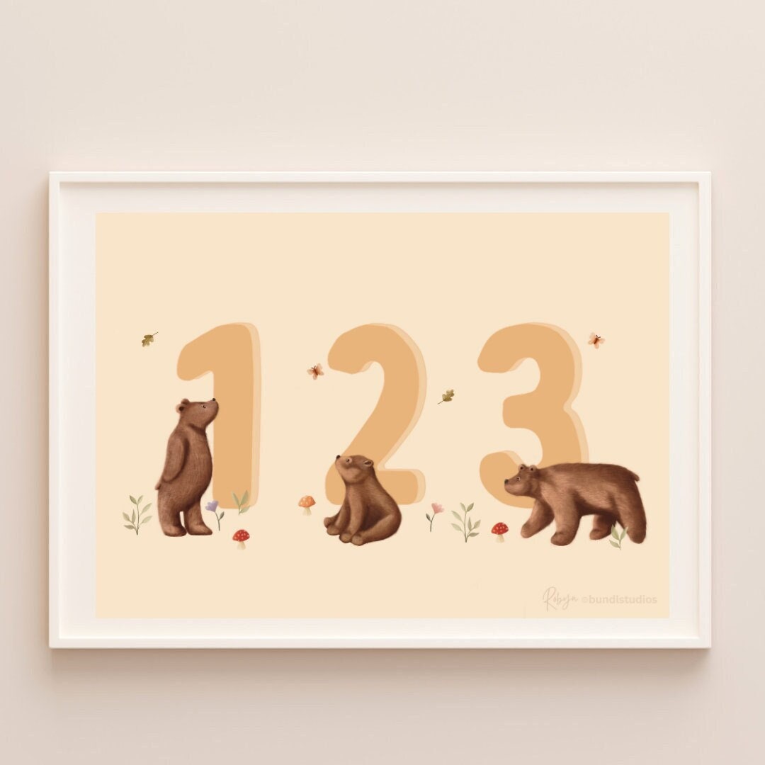 Number Nursery Print | Neutral Nursery | Playroom Wall Art Decor ...