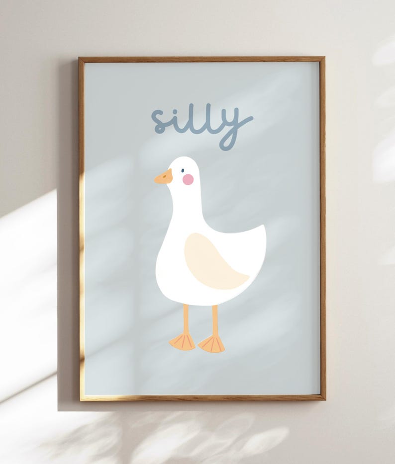 Silly Goose Print | Funny Wall Art | Pastel Wall Art | Kids Bedroom ...