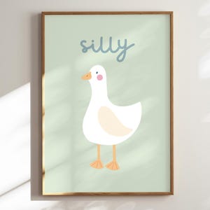 Silly Goose Print | Funny Wall Art | Pastel Wall Art | Kids Bedroom ...