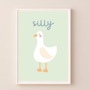 Silly Goose Print | Funny Wall Art | Pastel Wall Art | Kids Bedroom ...