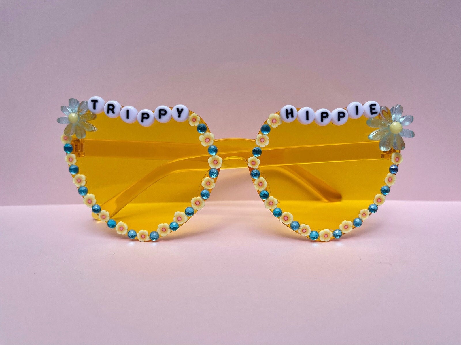 SALE: Festival Glasses, "trippy Hippie" Heart Sunglasses, Bedazzled ...
