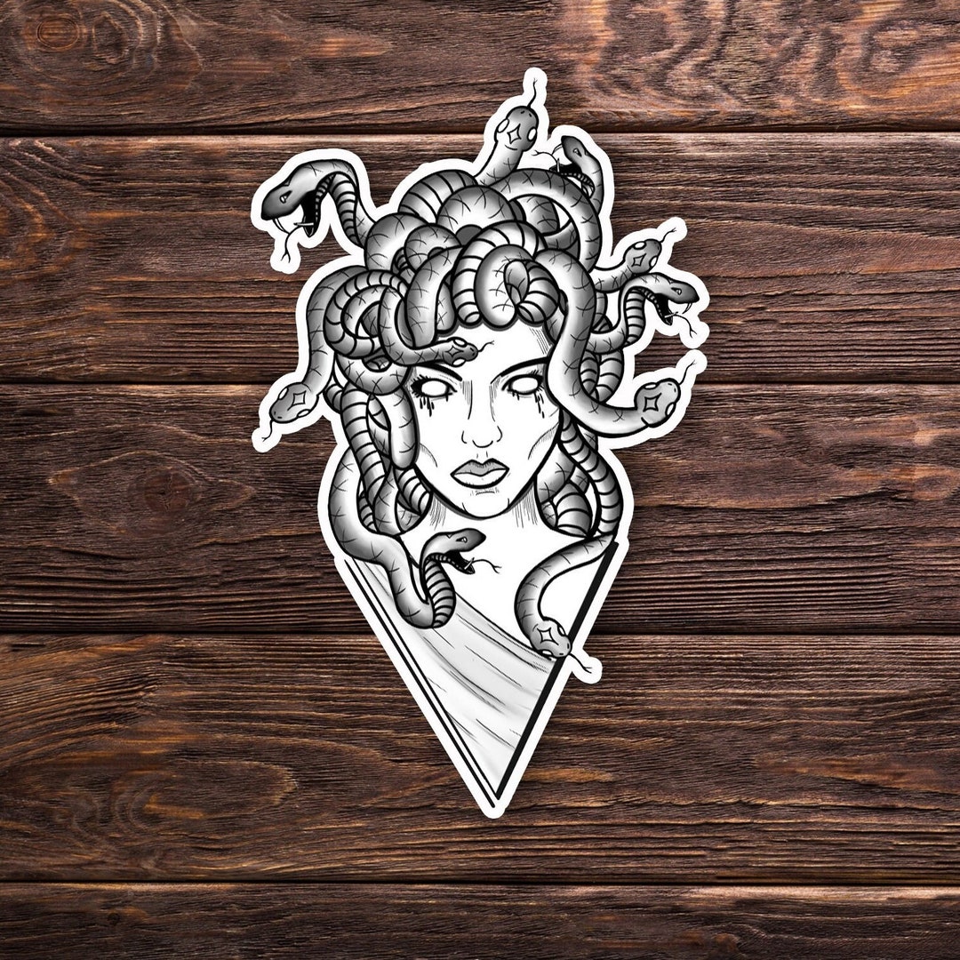 Medusa Sticker OR Magnet - Greek Mythology - Gorgon - Hand Drawn - Laptop Hydroflask Water ...