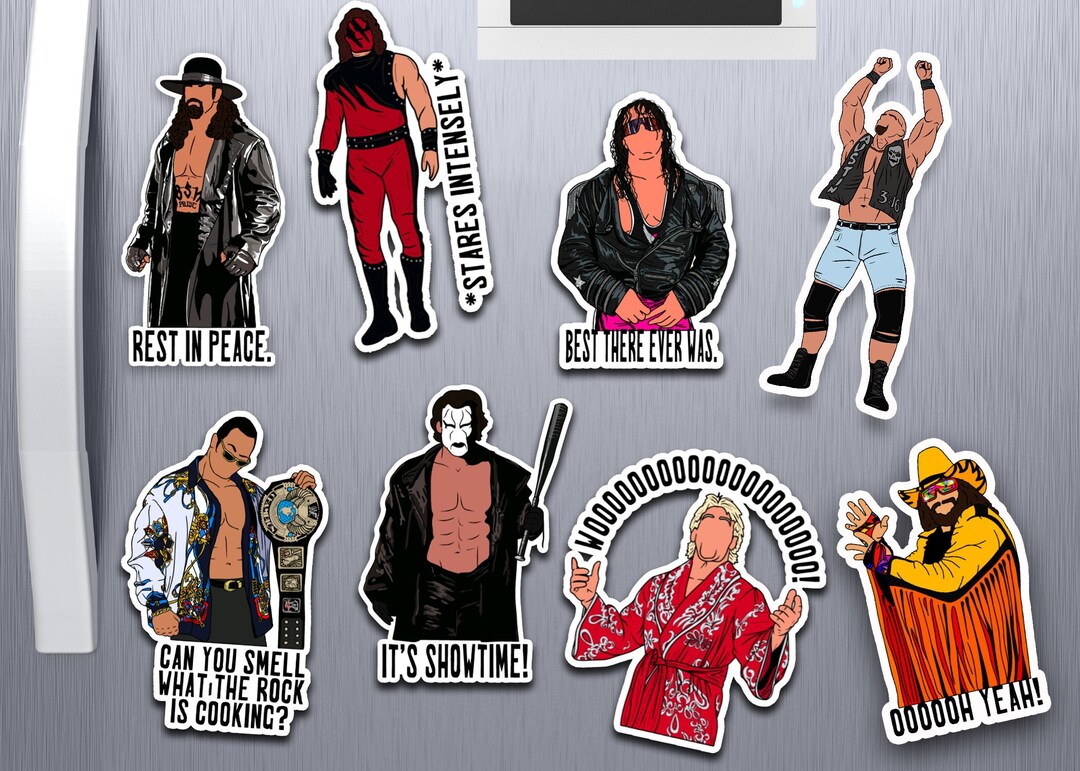 Classic Wrestler Magent OR Sticker Set - Magnets - Stickers - Wcw - Wwf ...