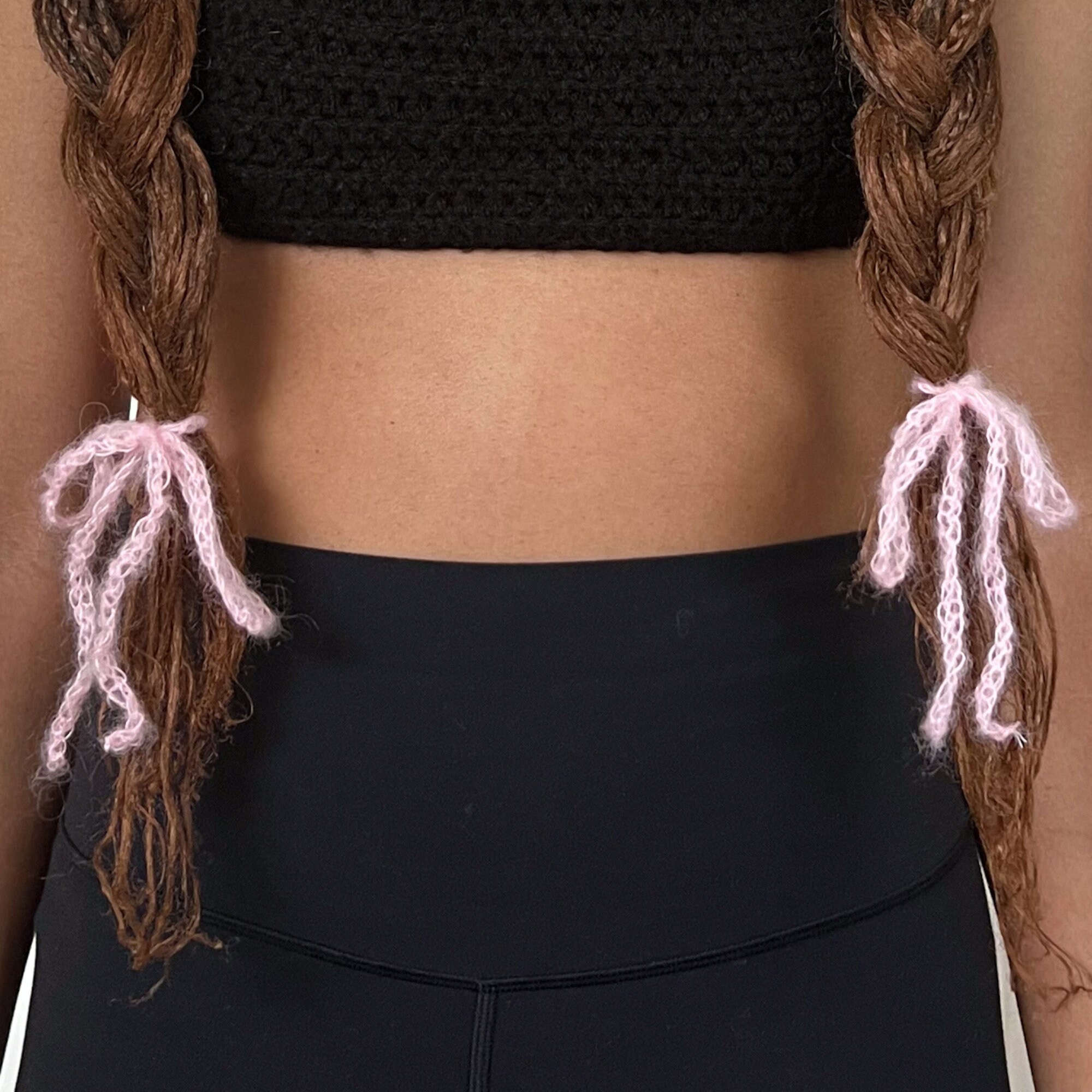 Small Crochet Hair Ribbons set of 2 - Etsy