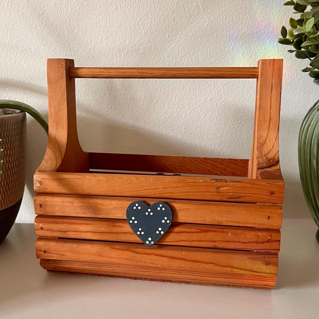 Vintage Cottage/country Style Wooden Slat Crate With Handle - Etsy