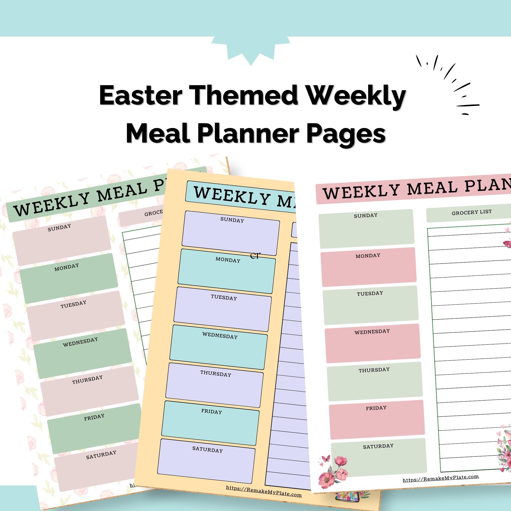 Easter Weekly Meal Planner Printable, Spring Meal Planning Template ...