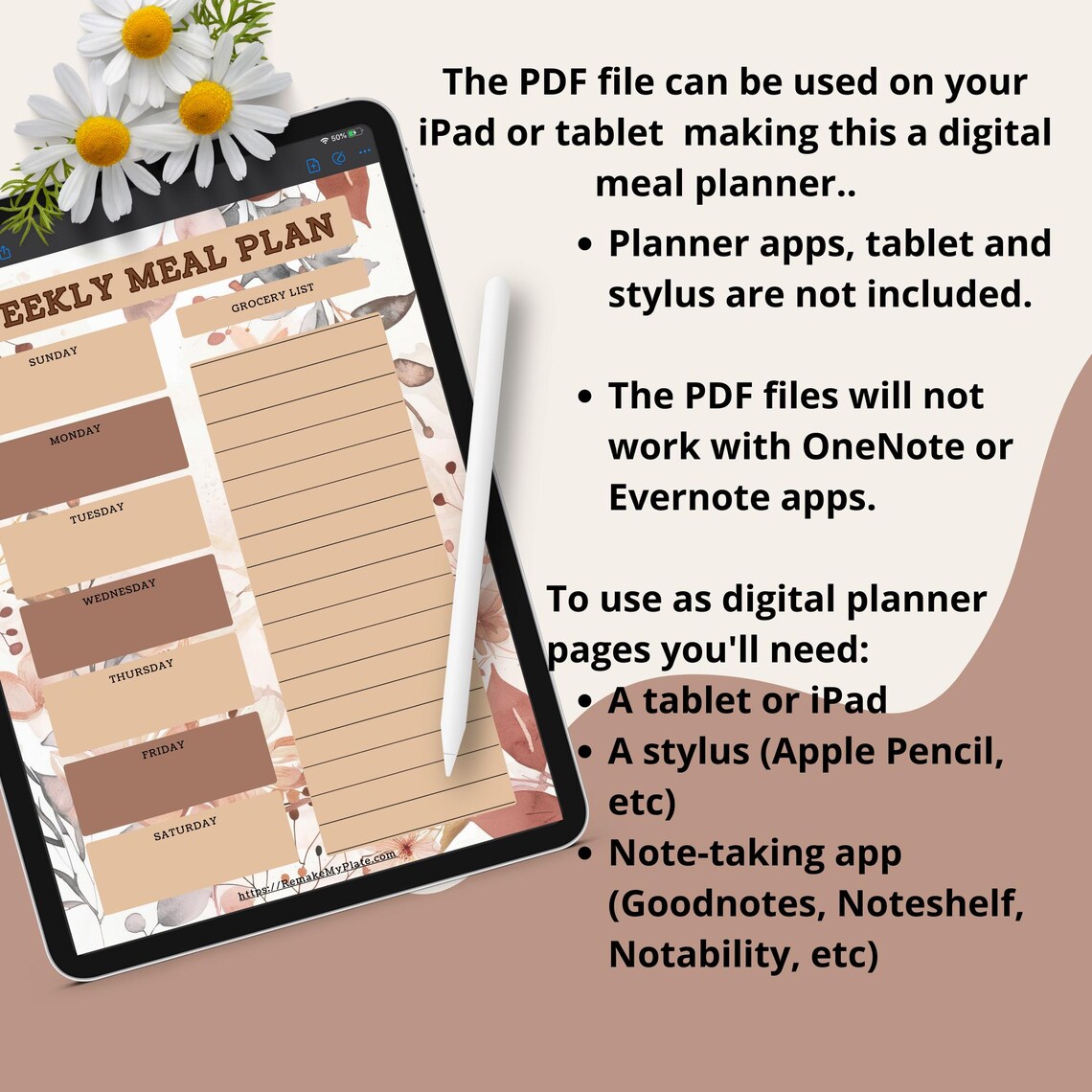Coffee Theme Weekly Meal Planner: Printable Template (digital Download ...