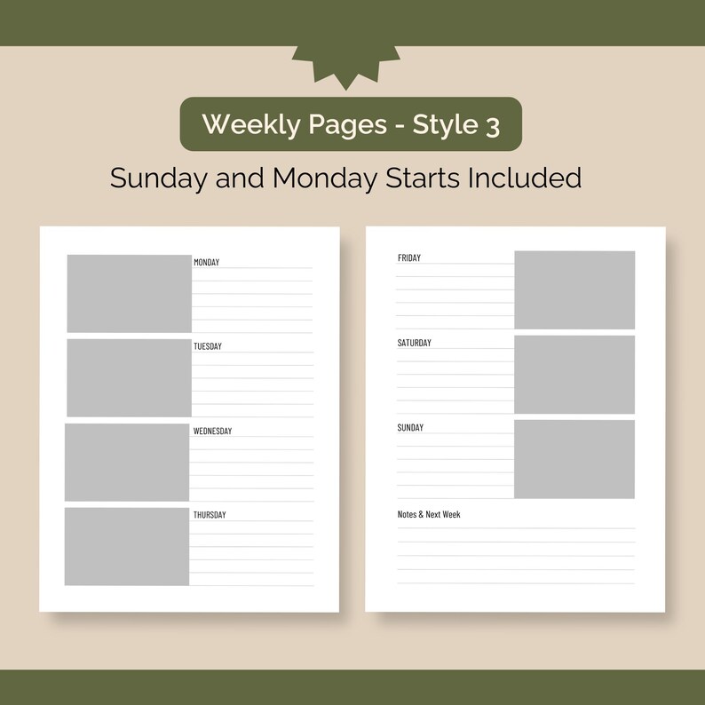 Undated Weekly Planner: 2-page Layout, 3 Styles (printable PDF) - Etsy