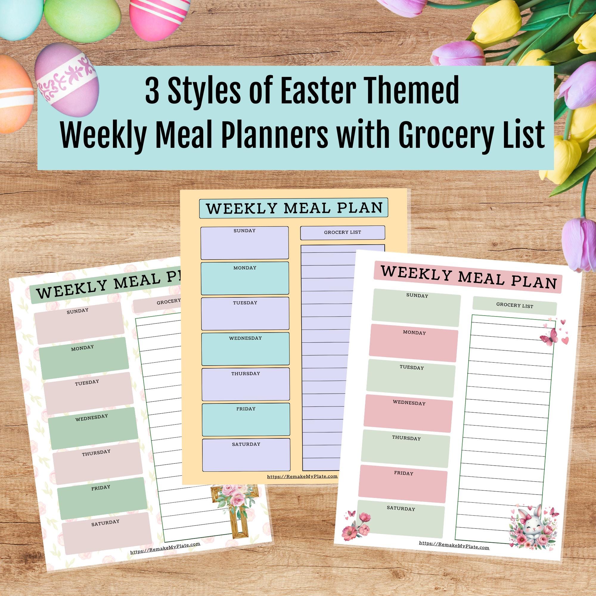 Easter Weekly Meal Planner Printable, Spring Meal Planning Template ...