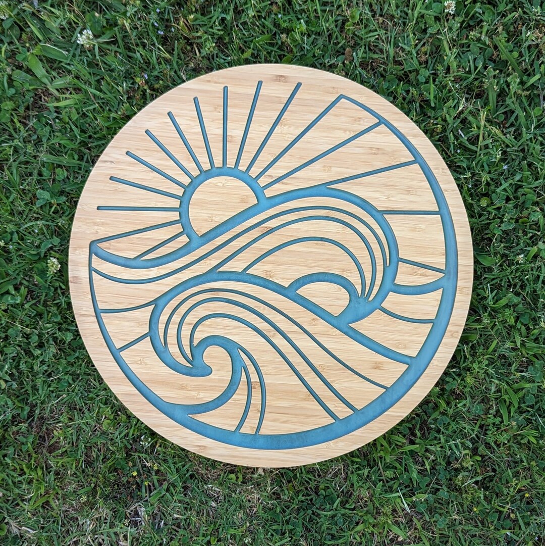 Ocean Waves Wall Decor, Bamboo and Resin Inlay, Beach House, Beach ...