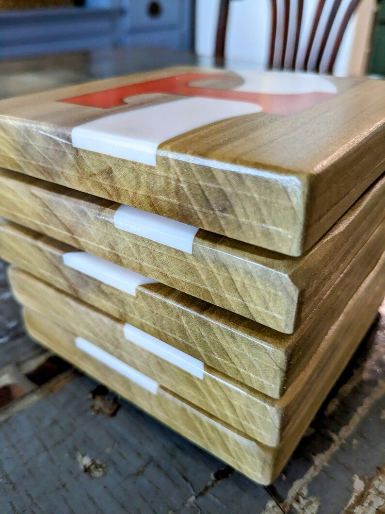 Collegiate Team Logo Coasters, Resin Inlay, College Professional Sports ...