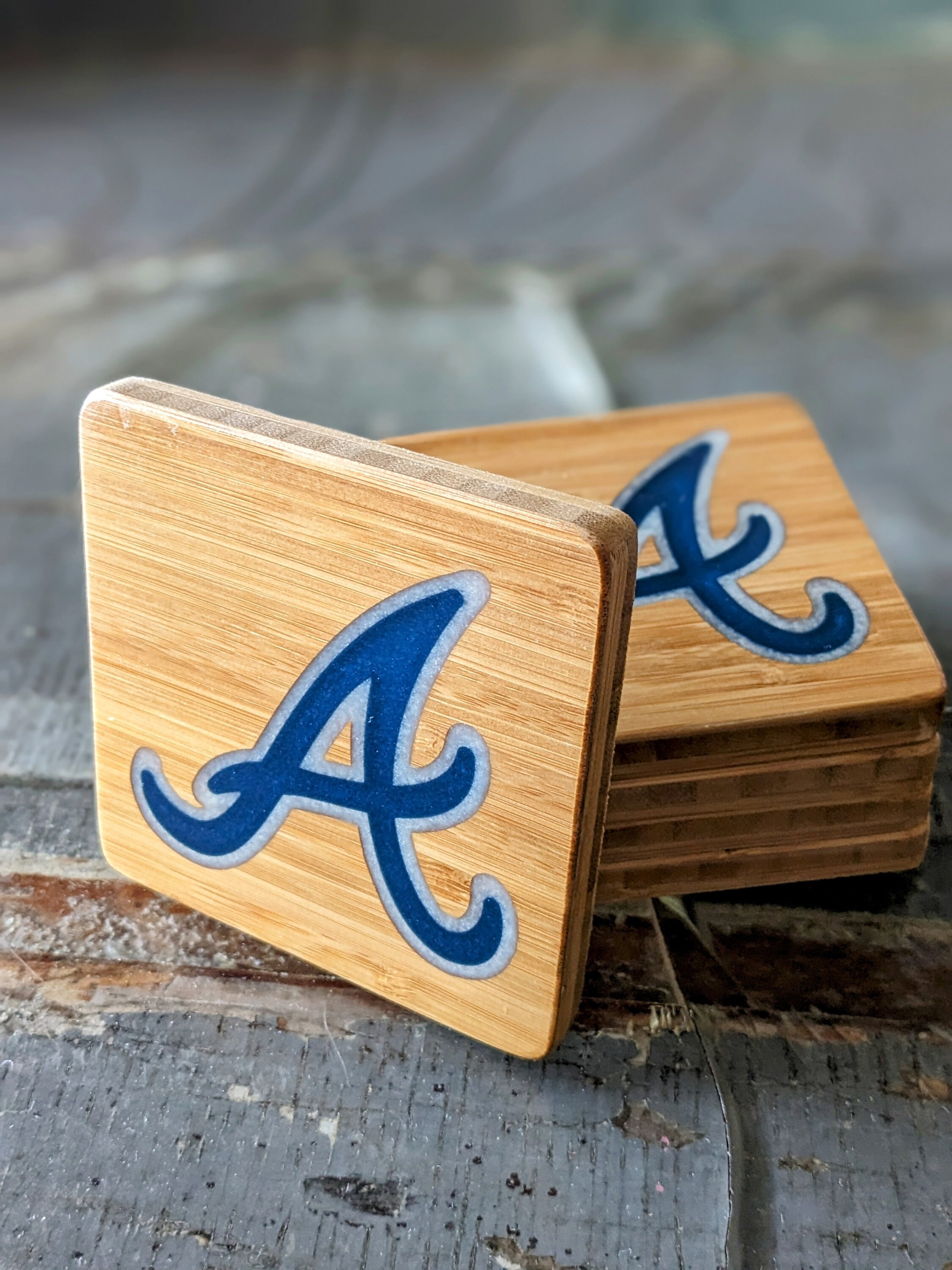 Bamboo Logo Coasters, Resin Inlay, College Professional Sports Teams ...