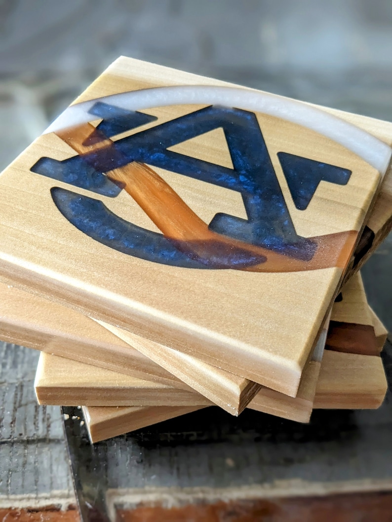 Collegiate Team Logo Coasters, Resin Inlay, College Professional Sports ...
