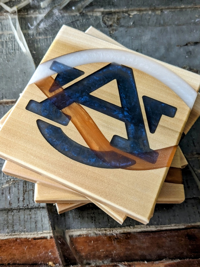 Collegiate Team Logo Coasters, Resin Inlay, College Professional Sports ...