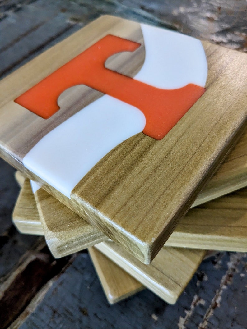 Collegiate Team Logo Coasters, Resin Inlay, College Professional Sports ...