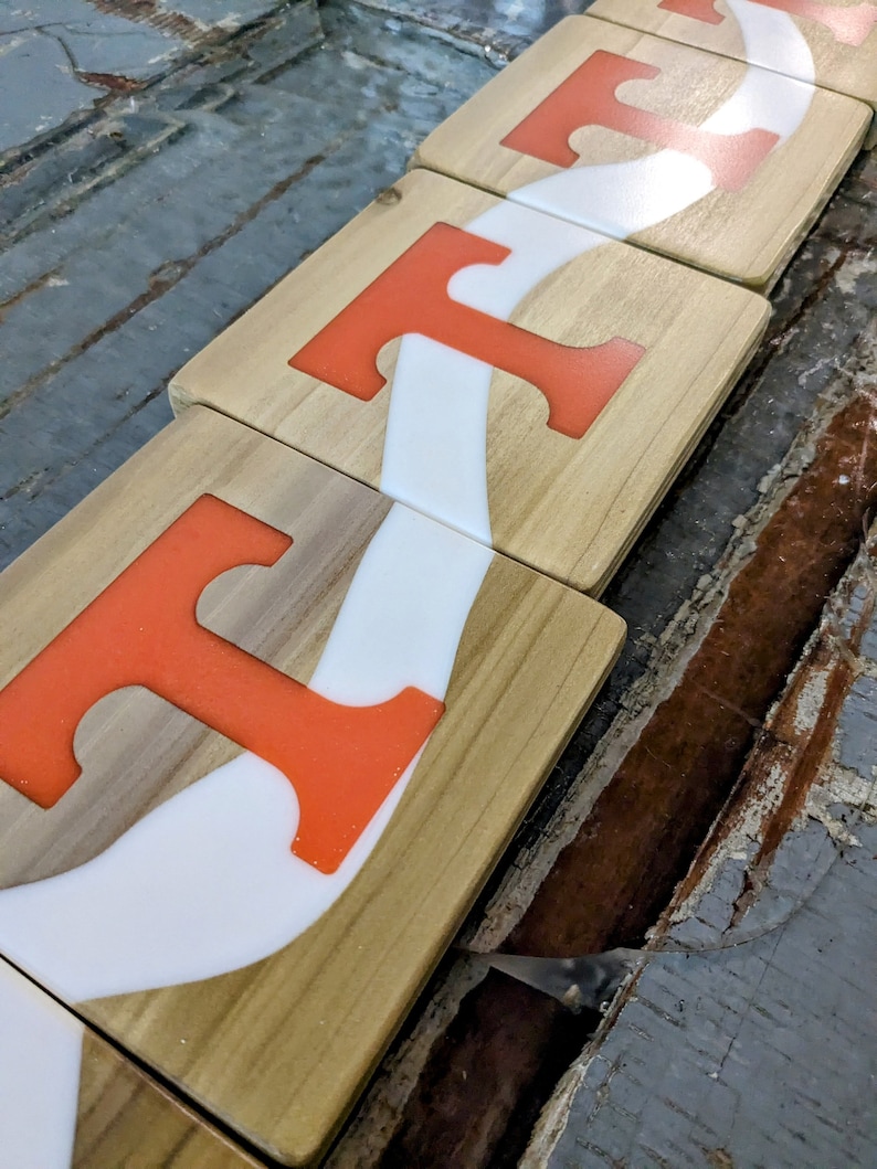 Collegiate Team Logo Coasters, Resin Inlay, College Professional Sports ...