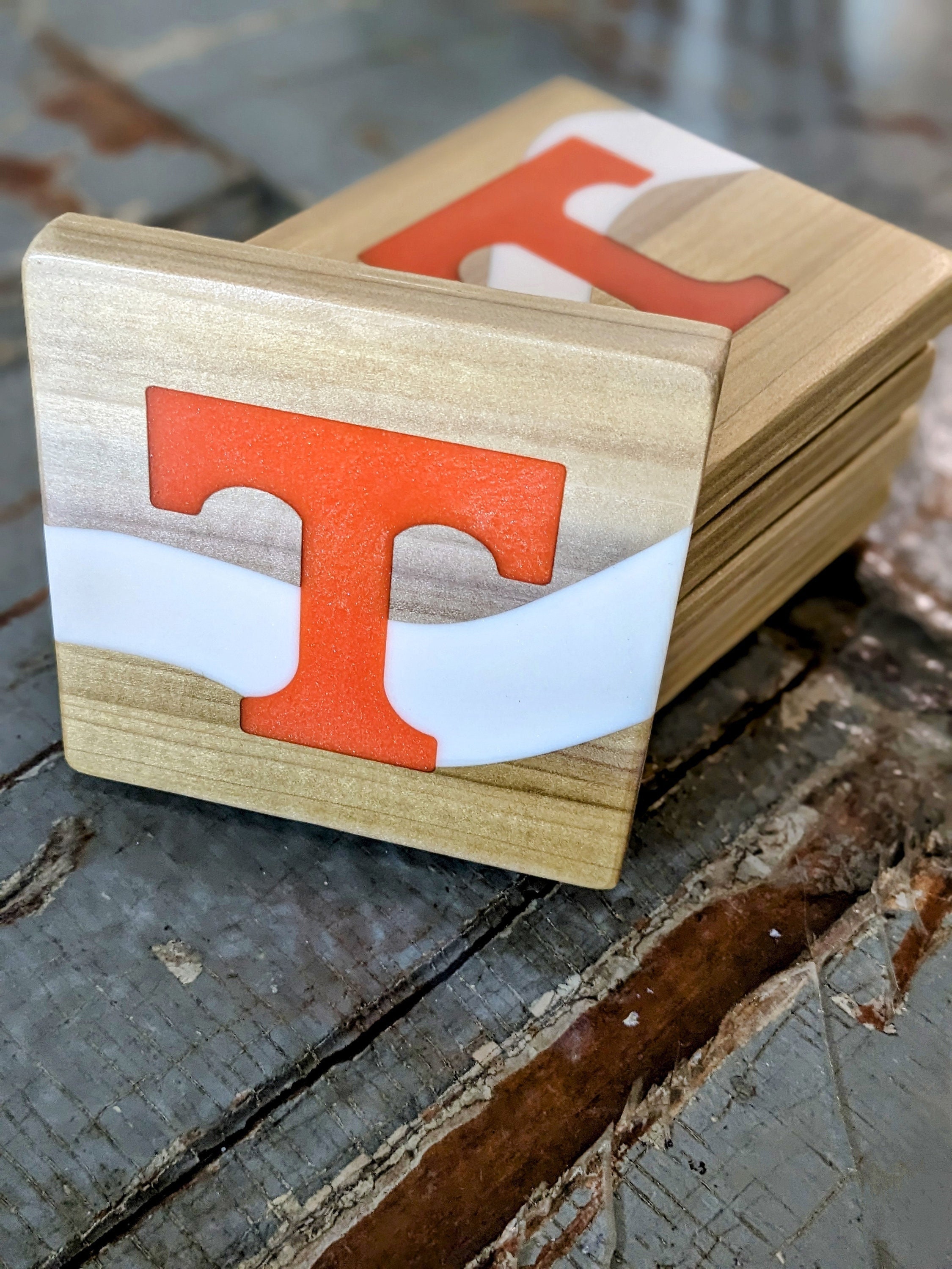 Collegiate Team Logo Coasters, Resin Inlay, College Professional Sports ...
