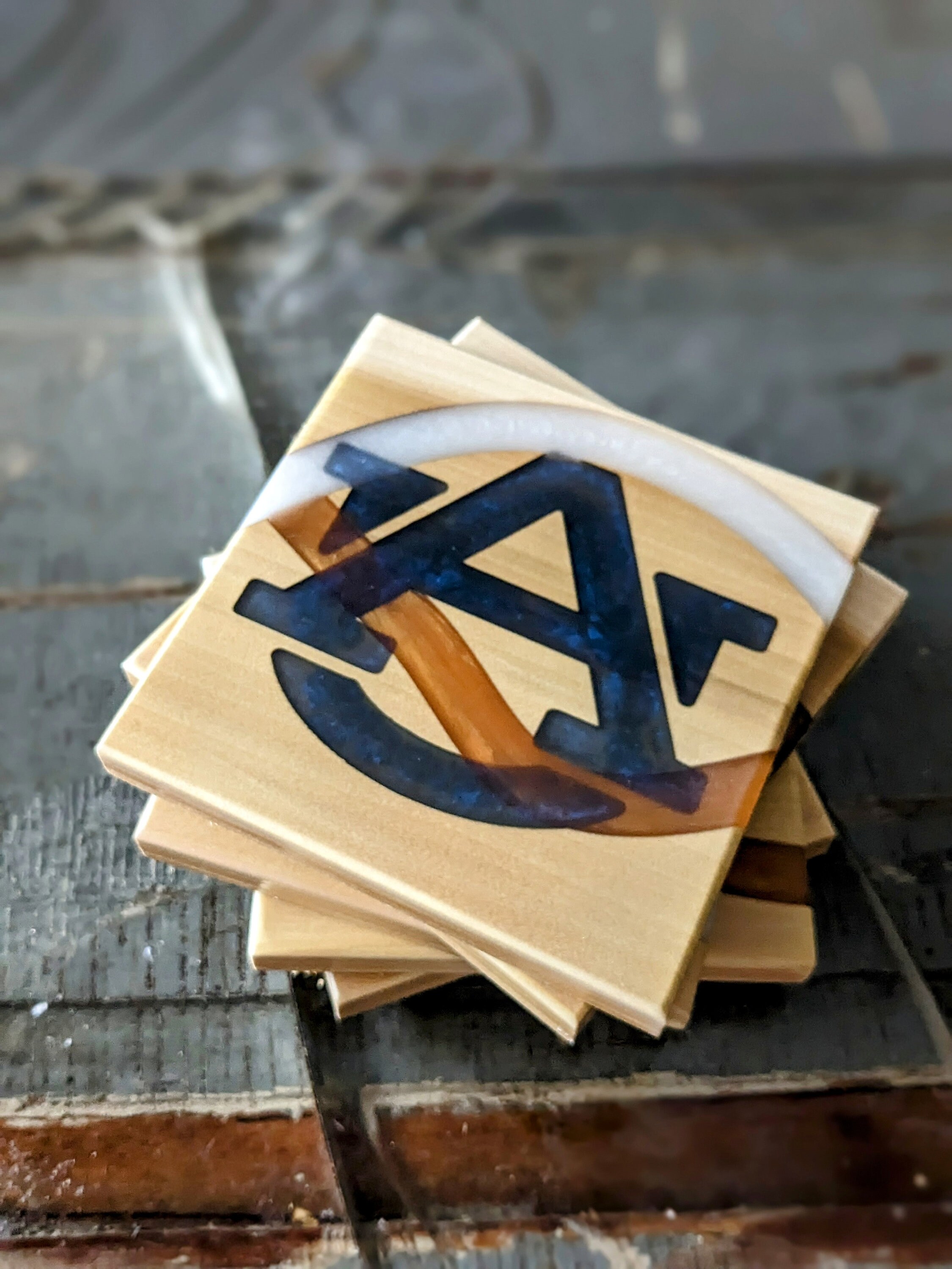 Collegiate Team Logo Coasters, Resin Inlay, College Professional Sports ...