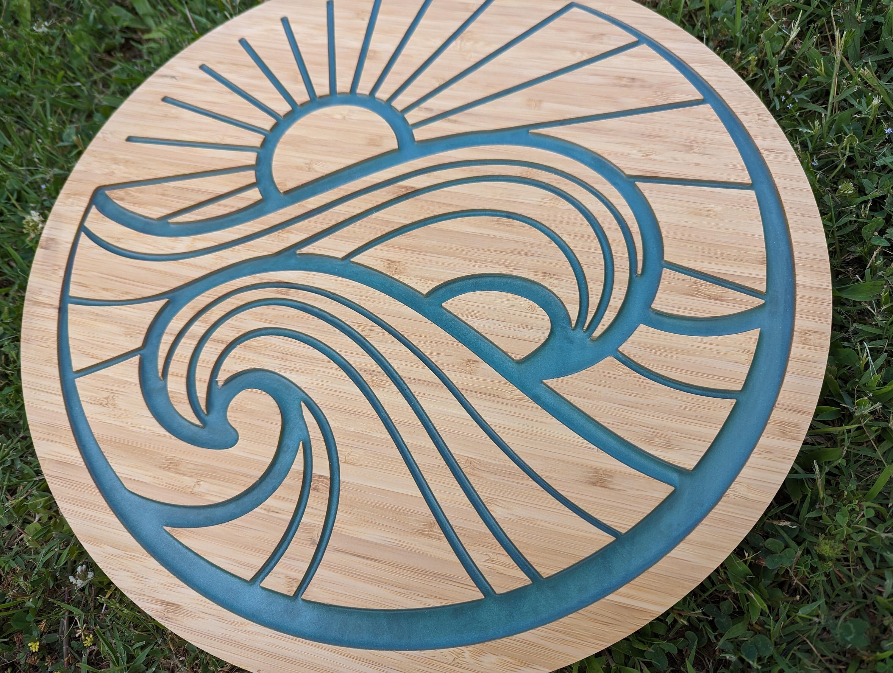 Ocean Waves Wall Decor, Bamboo and Resin Inlay, Beach House, Beach ...