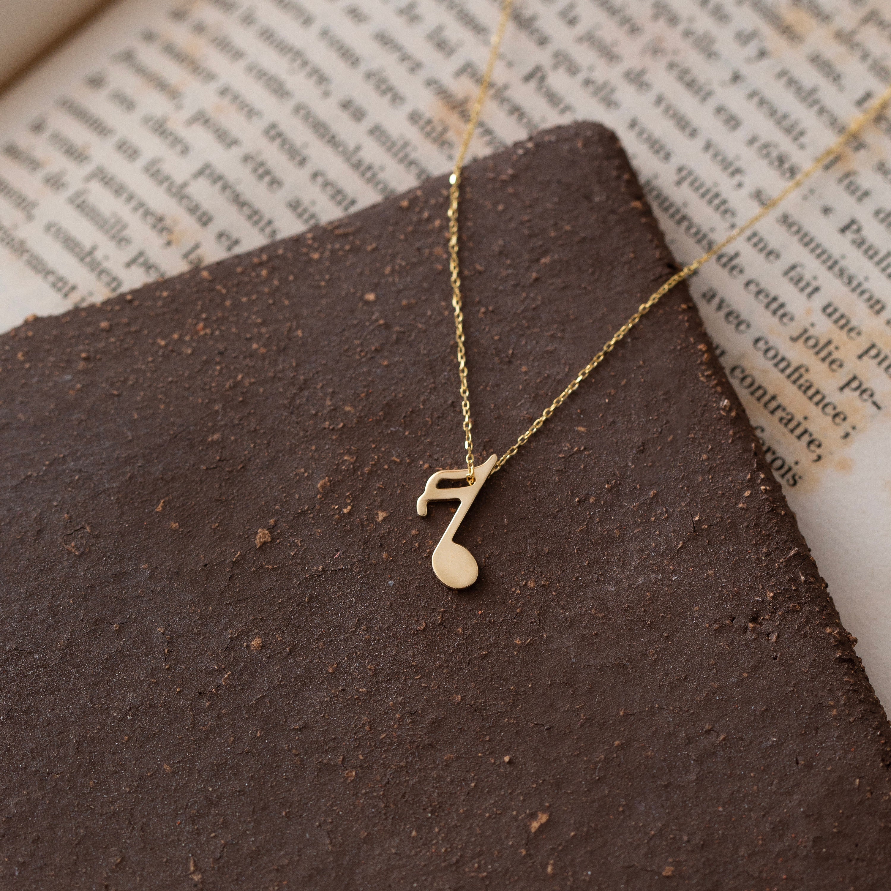 14k Solid Gold Music Note Necklace | Dainty Pendant for Women | Love ...
