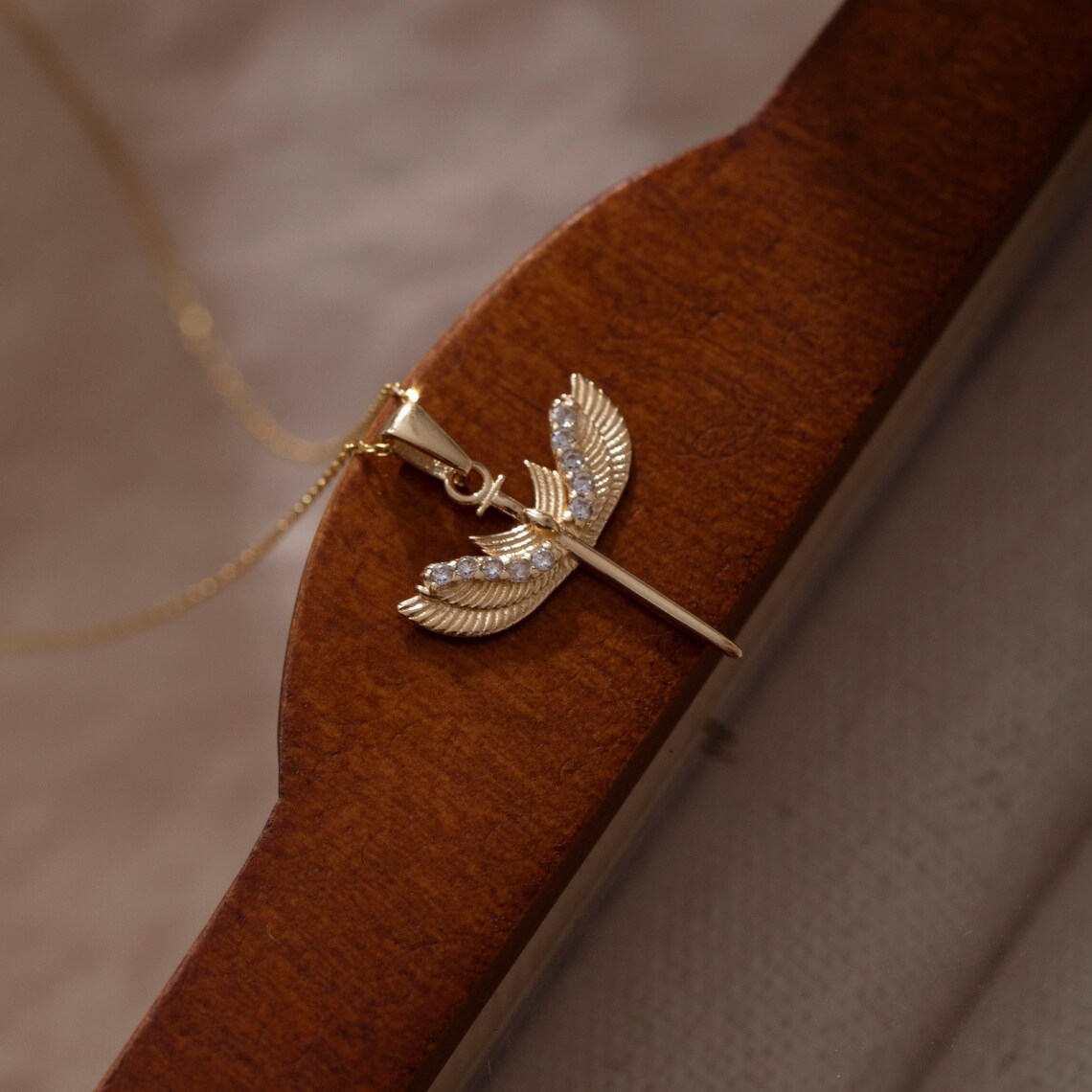 14k Solid Gold Guardian Angel Necklace for Women Dainty - Etsy