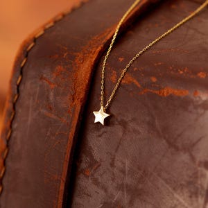 14k Solid Gold Mini Star Neclace for Women | Dainty Star Pendant Charm ...