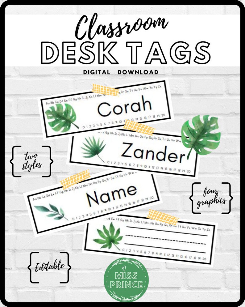 Classroom Desk Name Tags School Decor Student Name Plates Back to ...