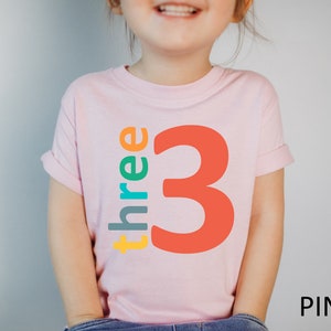 Three 3 Toddler Shirt, 3rd Birthday Tee, Girls Toddler Shirt, Three Shirt, Young 3rd Birthday ...