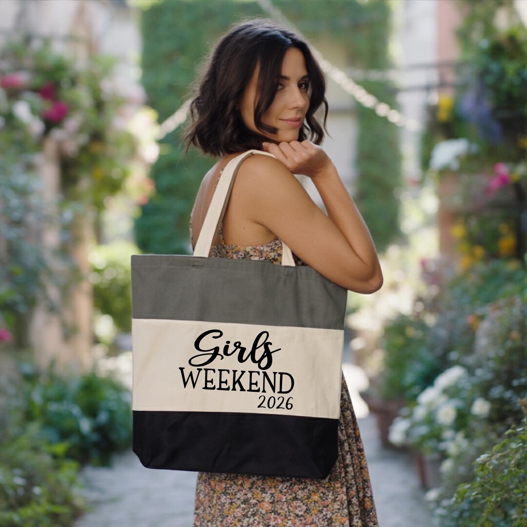 Girls Weekend Canvas Tote, Colorful Travel Bag - Etsy