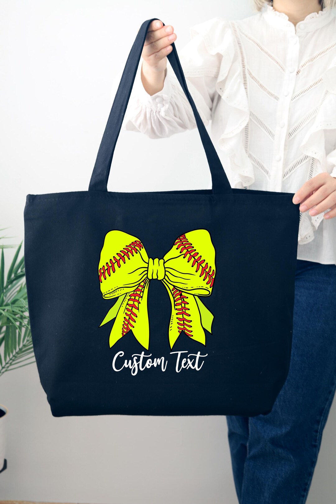 Coquette Bow Softball Mom Gift Bag, Custom Game Day Tote Bag, Mother's ...