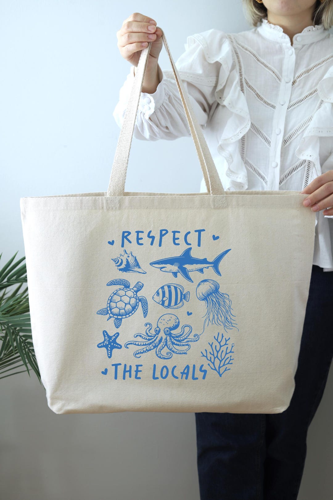 Respect the Locals Tote Bag, Gift for Nature Lover, Sea Animals Lover ...
