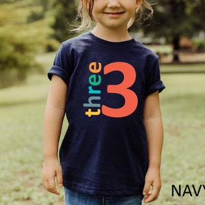 Three 3 Toddler Shirt, 3rd Birthday Tee, Girls Toddler Shirt, Three ...