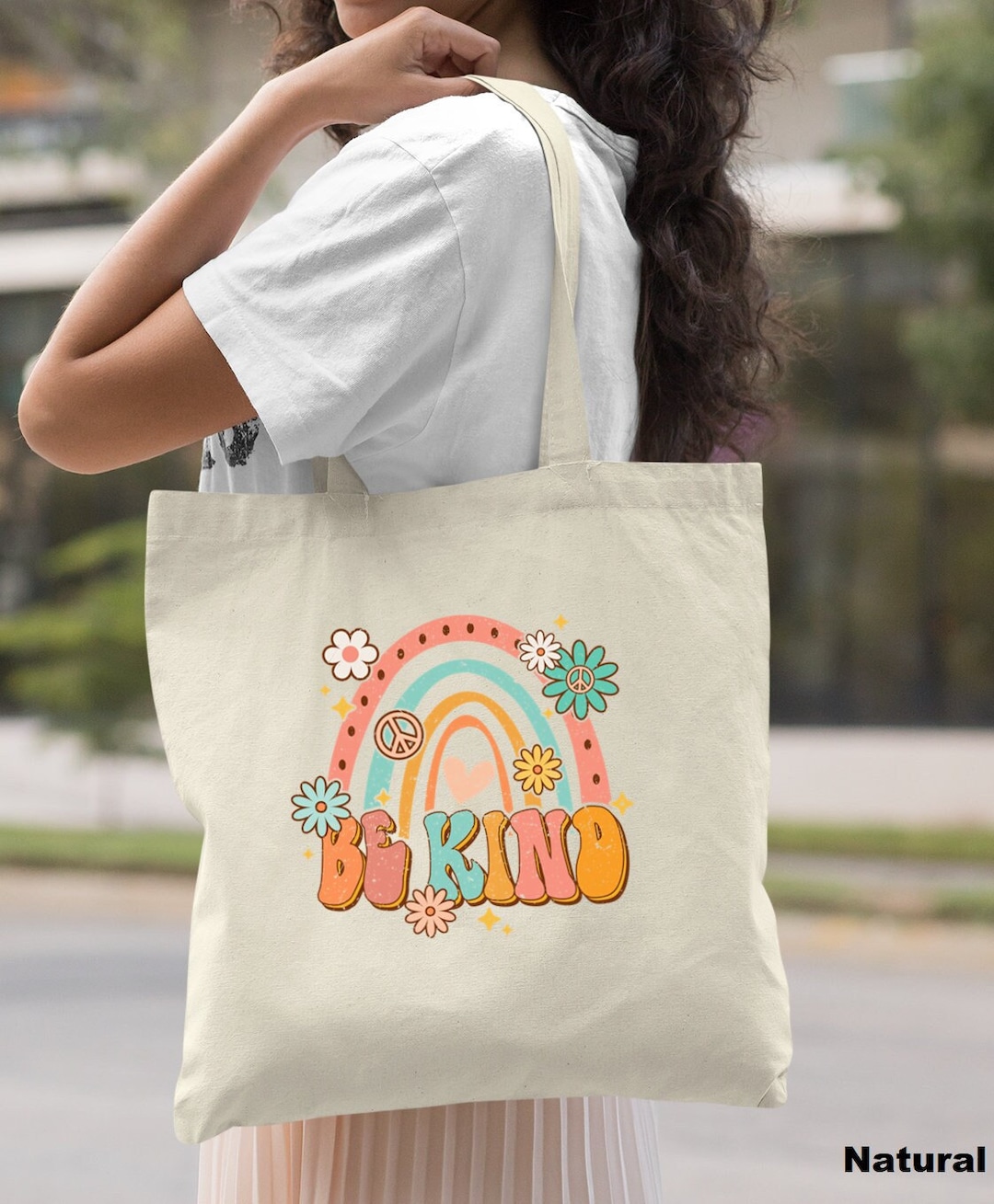 Be Kind Tote Bag, Kindness Tote Bag, Canvas Tote Bag, Retro Be Kind ...